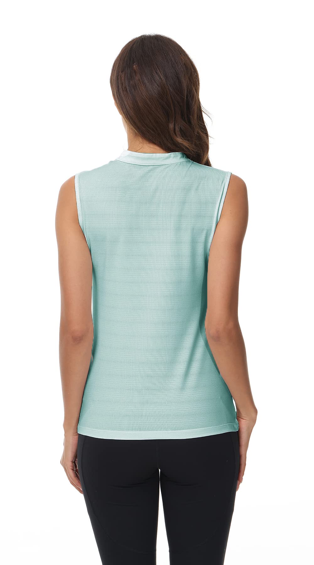 TrendiMax Women's 2 Pack Golf Shirts Sleeveless V Neck Tennis Polo Shirt Quick Dry Athletic Workout Tank Tops