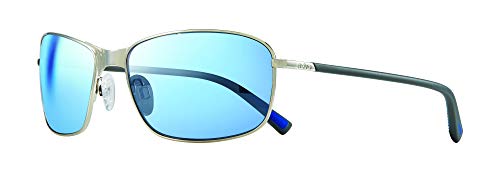 Revo Sunglasses Decoy: Polarized Lens with Metal Rectangle Wrap Frame, Chrome Frame with Blue Water Lens