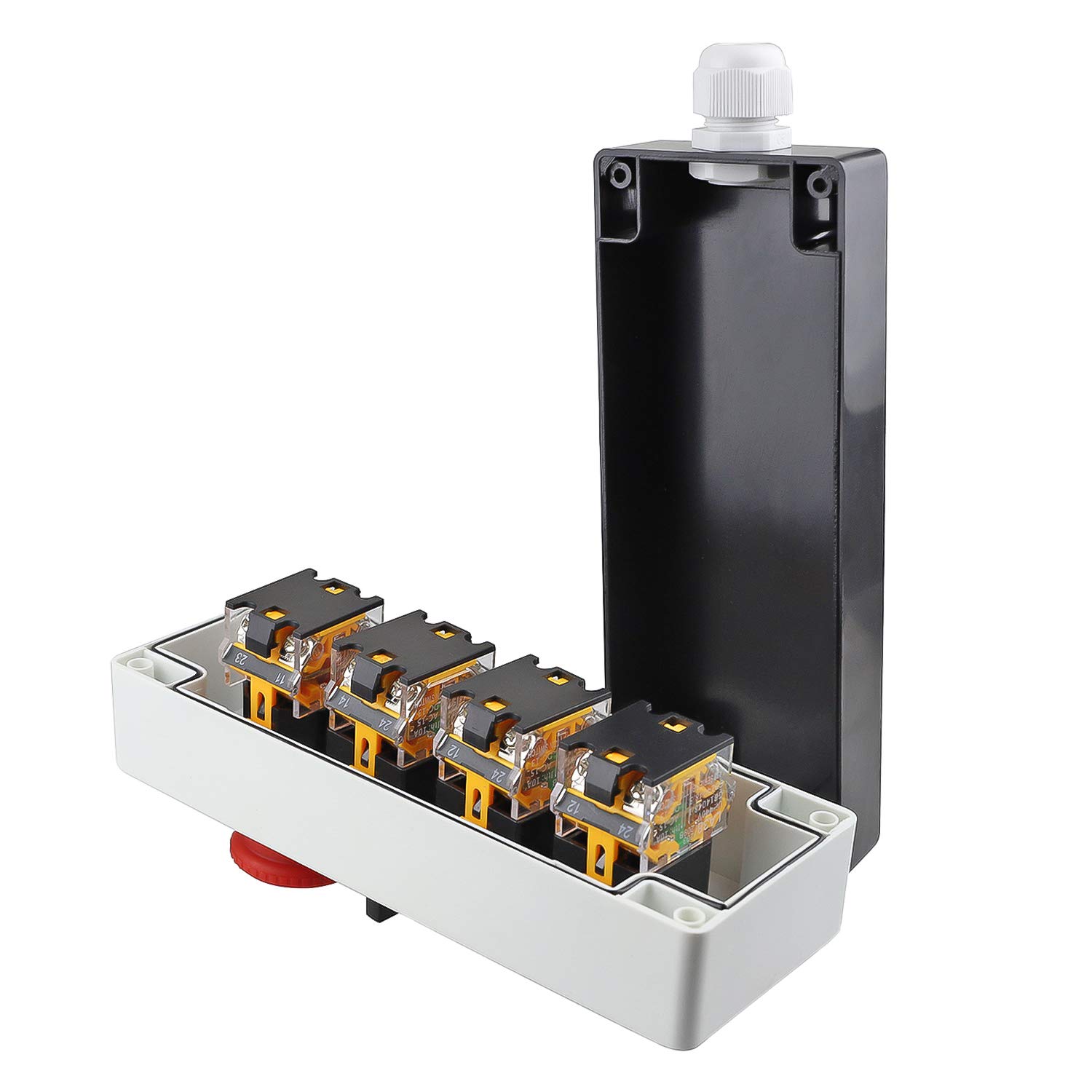Nxtop Red Green Momentary Switch, Red Mushroom Emergency Stop Latching Push Button Switch,3 Positions 2NO Latching Select Selector Switch Station Box