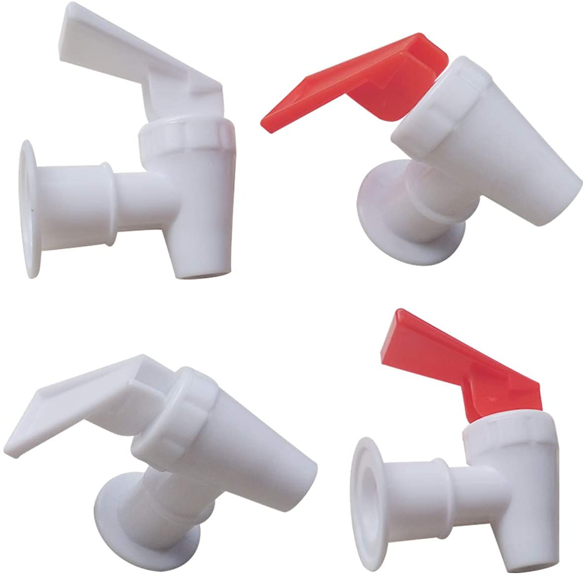 Replacement Cooler Faucet, Internal Thread Spigot of Water Filter Dispenser,Reusable Spigot Spout Water Beverage Lever Pour Dispenser Valve Water Crock Water Tap,4 Pieces,White/Red