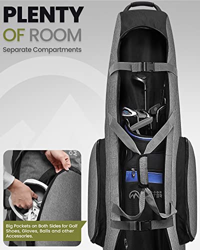 OutdoorMaster Padded Golf Club Travel Bag with Wheels, 900D Heavy Duty Oxford Waterproof -Alligators - Black + Gray