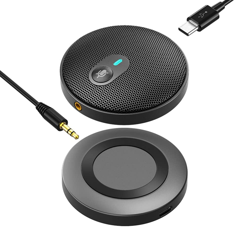 ZSEDP USB Omni-Directional Condenser Microphone for Video Conference Online Learning Sound Pick-up with AUX 3.5MM Type-C Cable