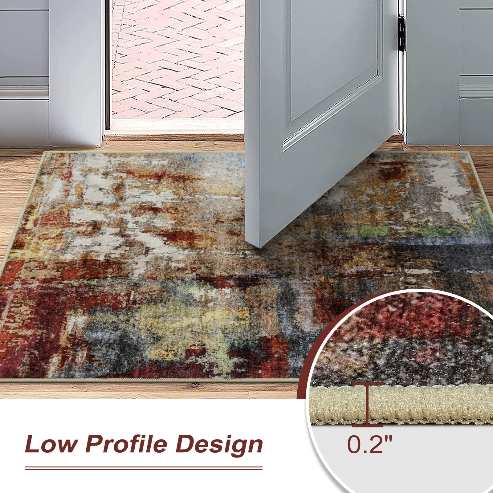 Nailttos Modern Abstract Area Rug, 2x3 Kitchen Rug Non Slip Small Entryway Rug, Machine Washable Low-Pile Indoor Door Mat Accent Rug Carpet for Bathroom Bedroom Kitchen Laundry Room Decor