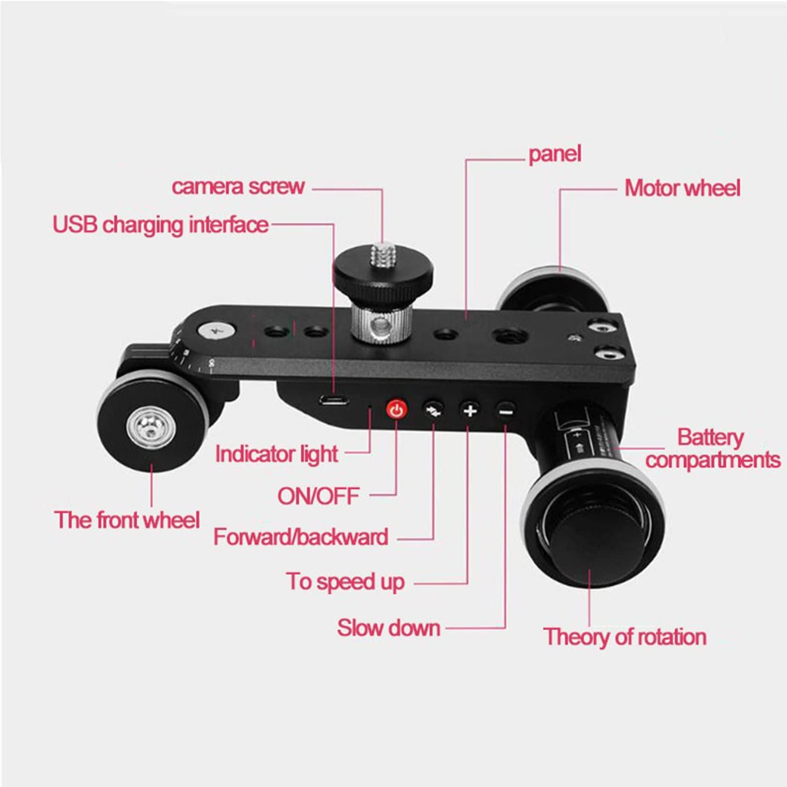 Suerthy Camera Slider, Panoramic Camera Electric Car, with Remote Control, All Aluminum Alloy Material, Cameras and cellphones can be Used Mute Pulley