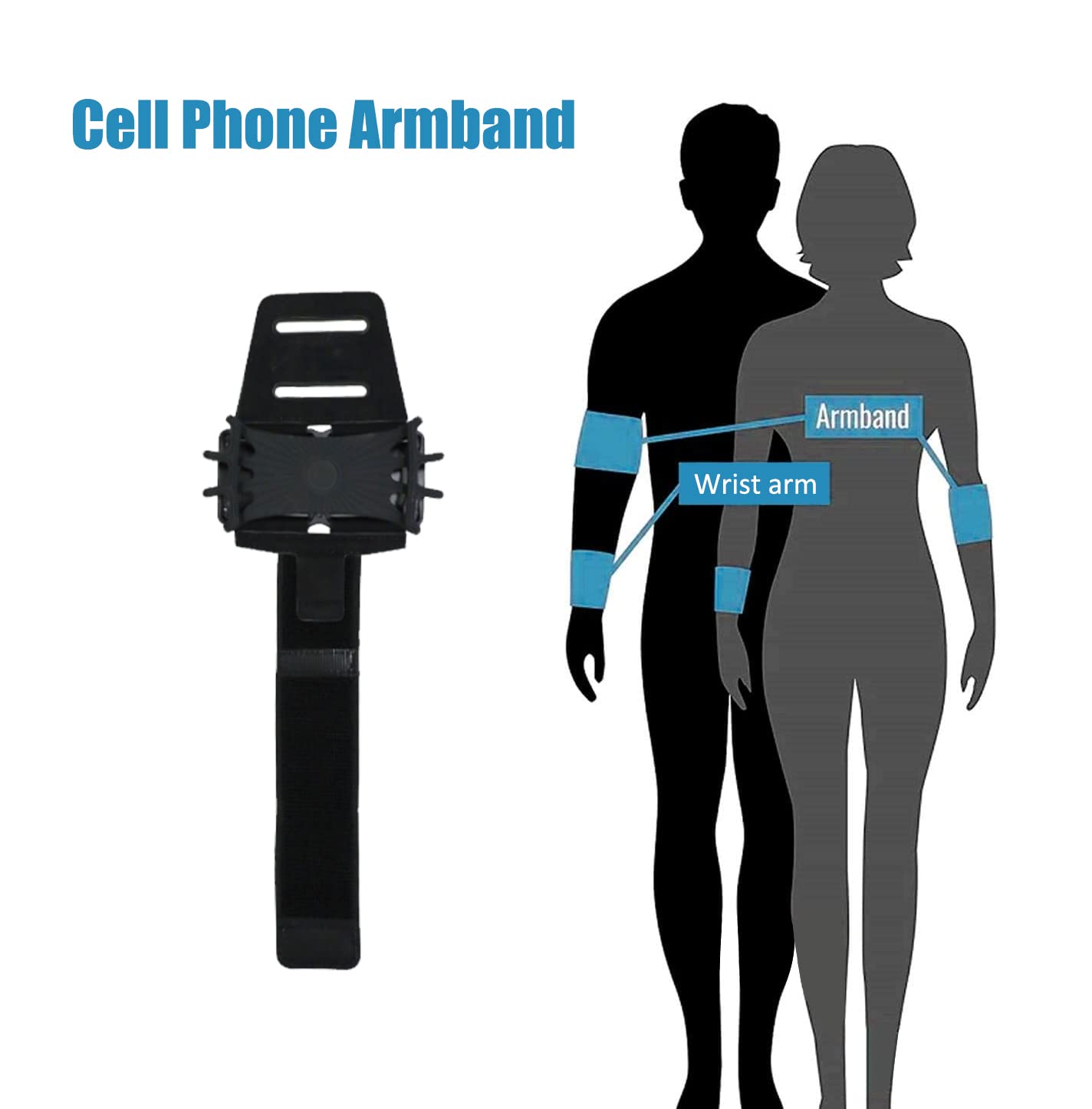 Phone Armband Running Wristband Phone Holder, Detachable Running Accessories Walking Exercise & Gym Workout.360°Rotatable for iPhone 14/13/Pro Max/Pro/Mini/12/11/SE/Xs/XR/X/8/7/Plus, Fits All 4-6.7