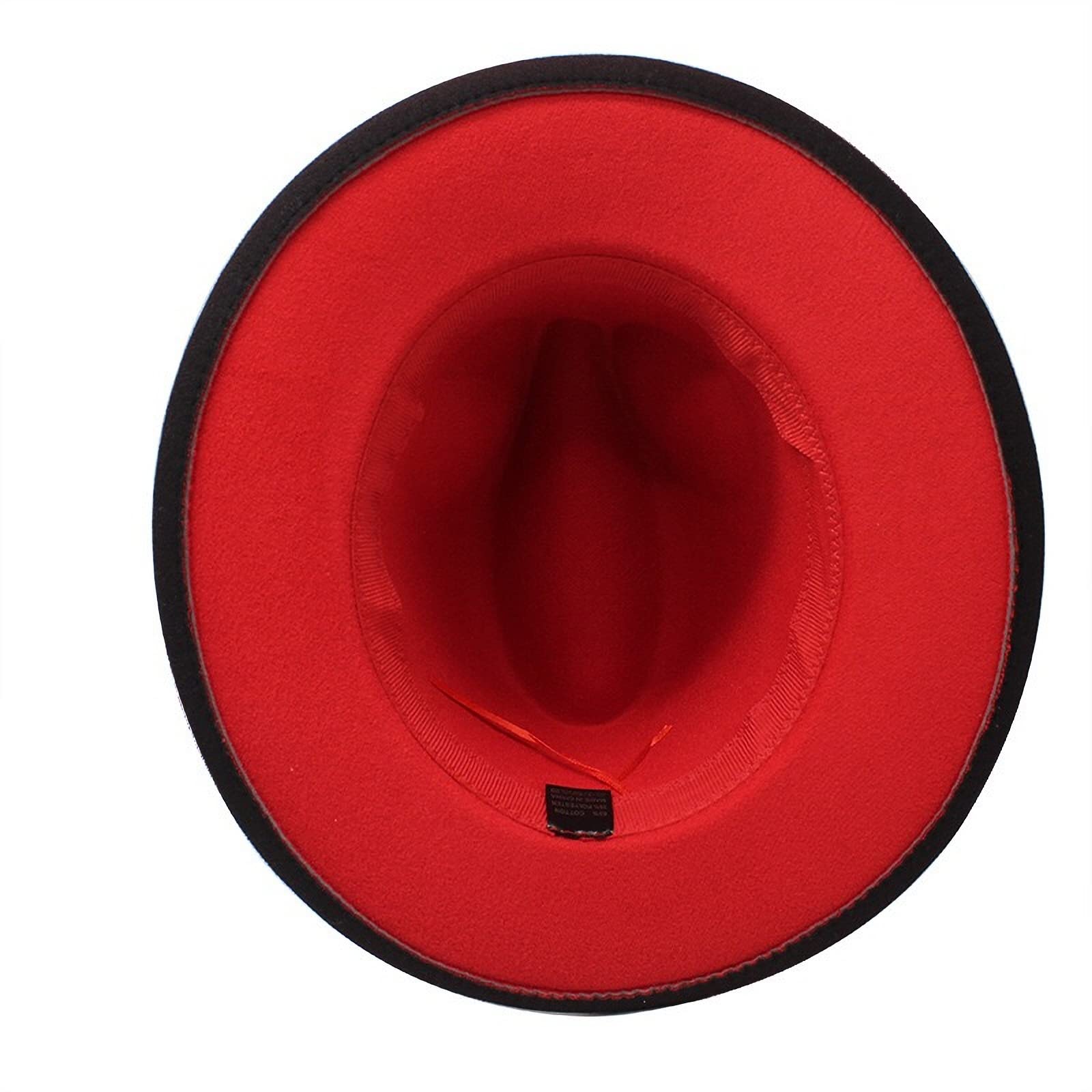 sunli Jazz top hat Woolen Men and Women Outdoor Sun hat Wide Brim Gentleman hat (Red + Black)