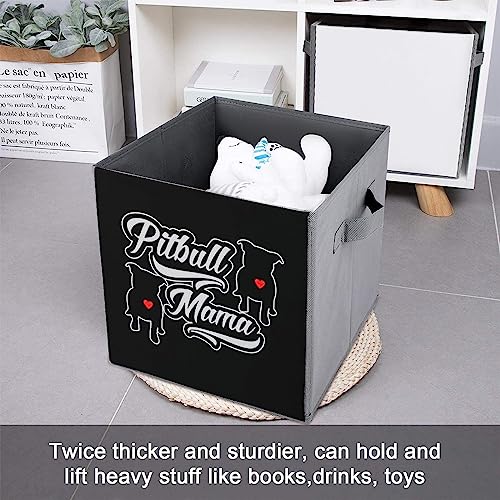 Pitbull Mama1 Storage Cubes with Handles Foldable Fabric Bins Organizing Baskets for Shelves Closet