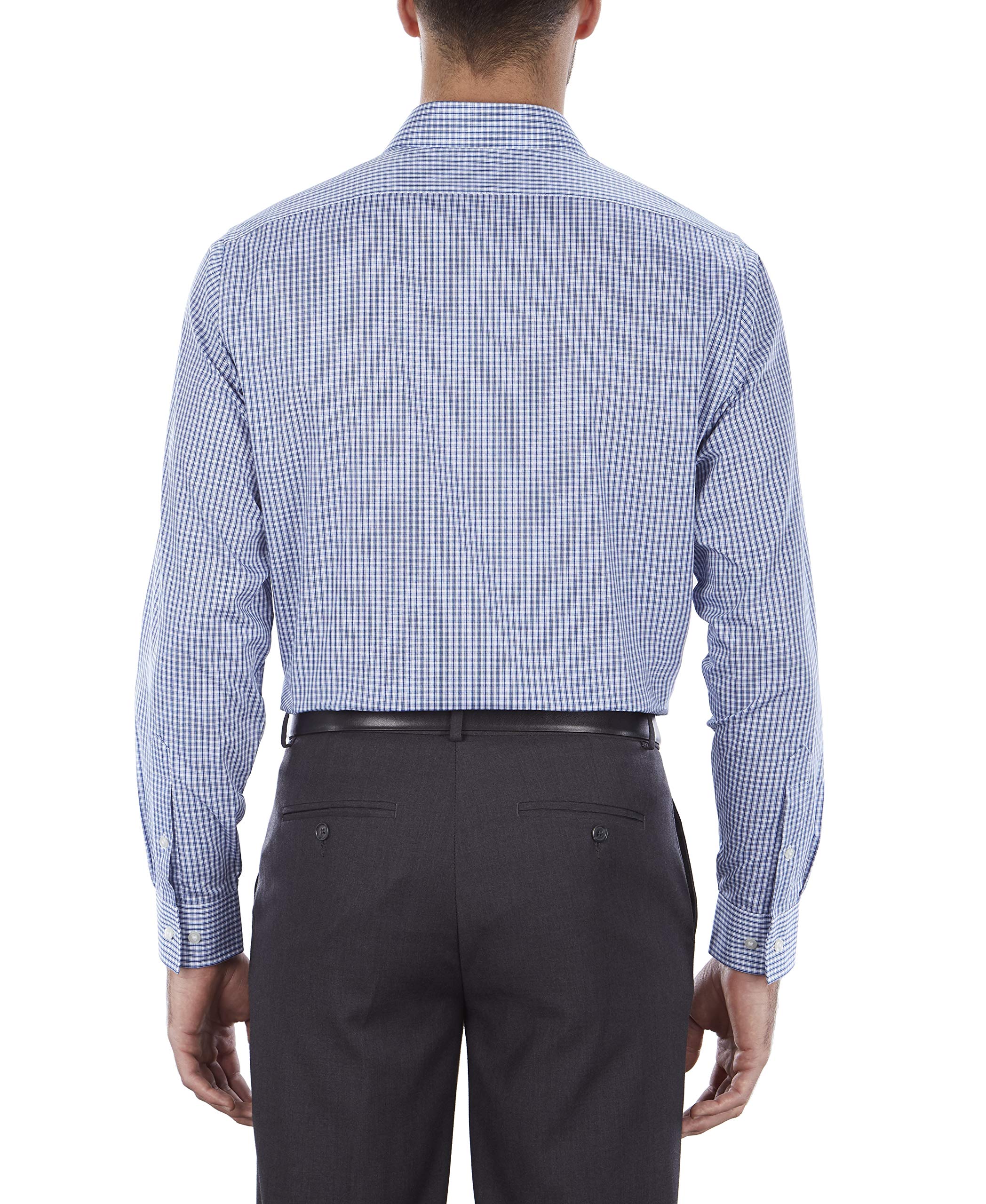 Van Heusen mens Regular Fit Flex Collar Check Dress Shirt, Midnight, 16.5 Neck 34 -35 Sleeve US