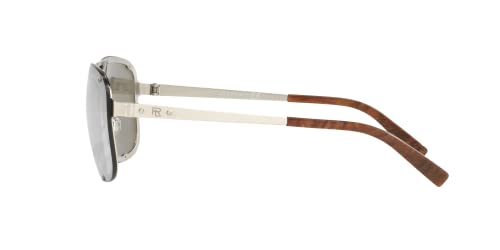 Ralph Lauren RL 7055 90306G Brushed Silver Metal Aviator Sunglasses Silver Mirror Lens