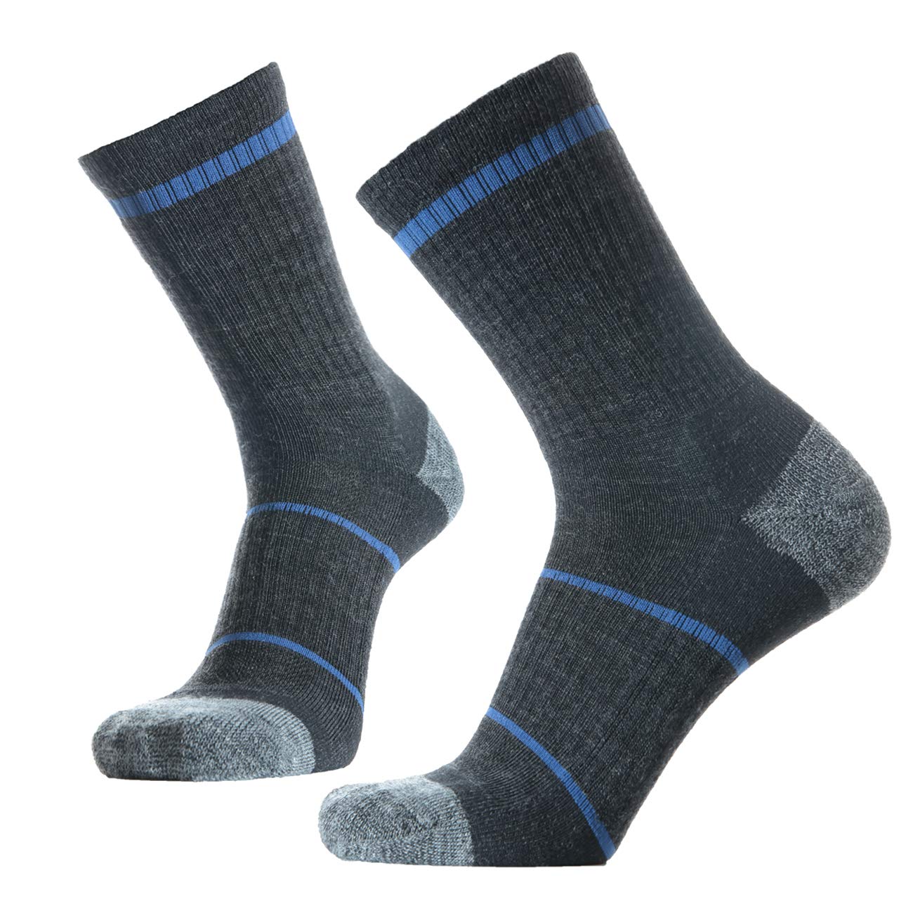 SOLAX 72% Men's Merino Wool Hiking Socks, Outdoor Trail,Trekking, Cushioned, Breathable Crew Socks 3 Pack (L,Asst150)