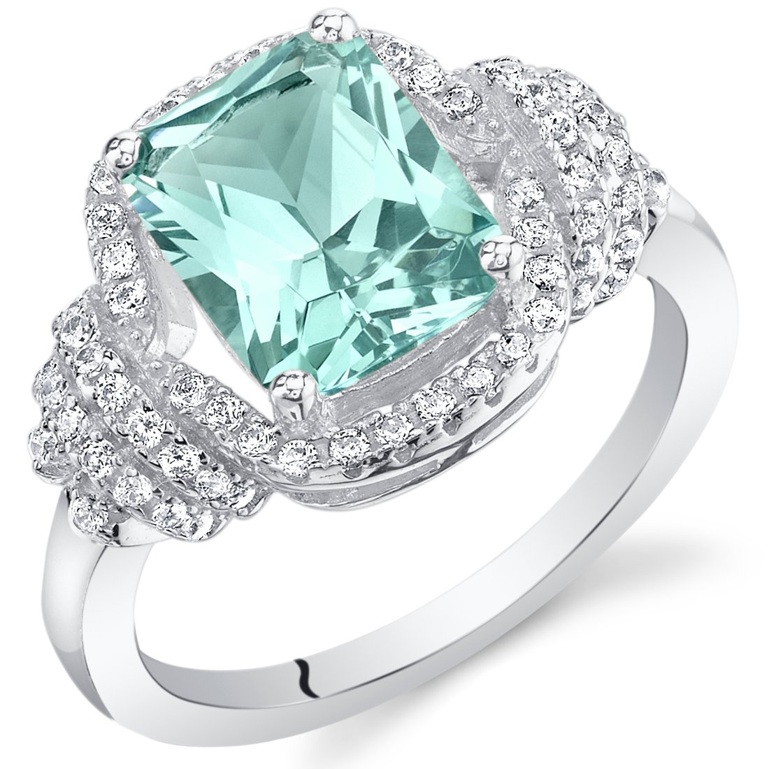 PEORA Simulated Paraiba Tourmaline Sterling Silver Cocktail Ring