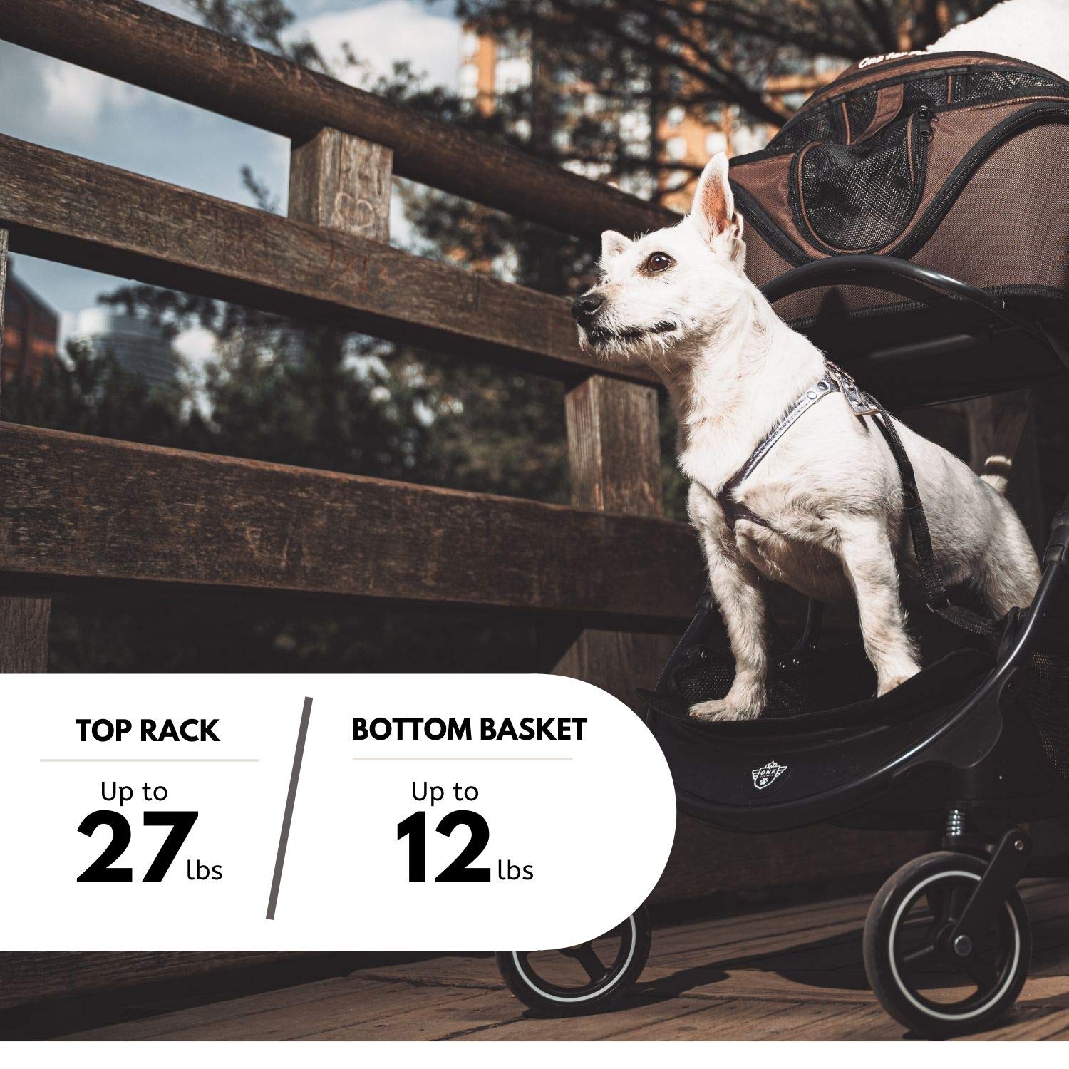 One for Pets Pet Stroller for Small and Medium Size Dogs and Cats, 3-in-1 Luxury Pet Carrier, Booster Seat, and Stroller, No Assembly Required, Included, Black (Chickadee-Stroller)