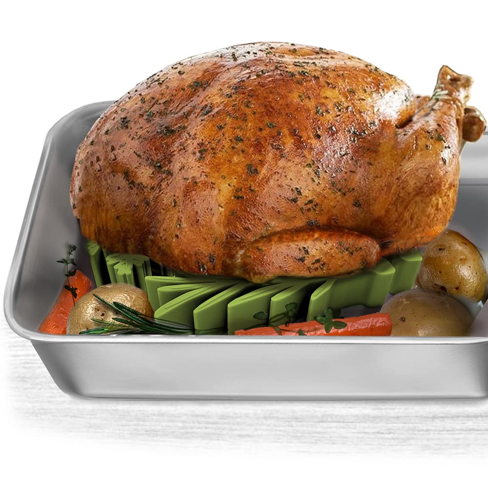 Talisman Designs Multi-Use Roasting Rack & Trivets, Raise Meat & Veggies in Cookware, Evenly Cook, Non-Stick, Heat Resistant up to 500 Degrees Fahrenheit
