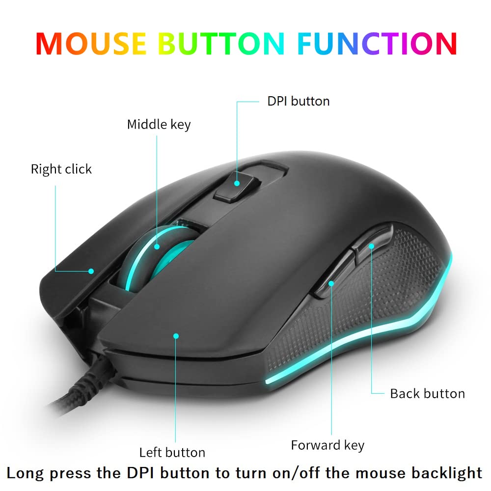 One Handed RGB Professional Gaming Keyboard And Mouse Combo, 35 Keys Portable PUBG, Half Keyboard Gaming Set for Laptop PC Xbox PS4 Switch Gamer