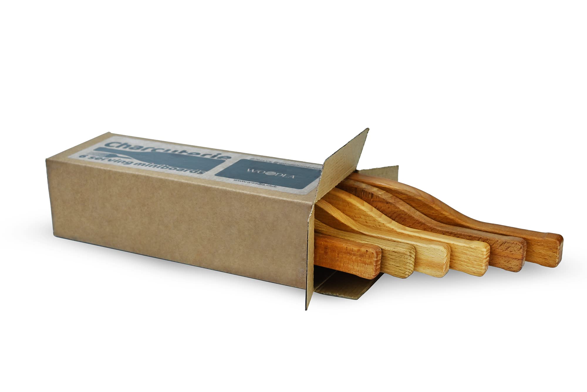 WOODLA Individual Charcuterie Cheese Serving Boards Set of 6 Pcs, Mini Wood Cutting Board with Handle, 11x3 Inches