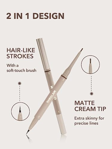 SHEGLAM Dual-Sided Eyebrow Pencils Cream Waterproof Long Lasting Eye brow Pen Makeup - Chocolate