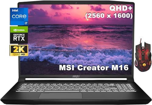 MSI Creator M16 Laptop 2023 Newest, 16" QHD+ Content Creation Laptop, 13th Gen Intel Core i7-13620H(10-Core), GeForce RTX 4060, 32GB DDR5 RAM, 1TB SSD, 180-Degree Lay-Flat, WiFi 6, HDMI, Win 11 Home