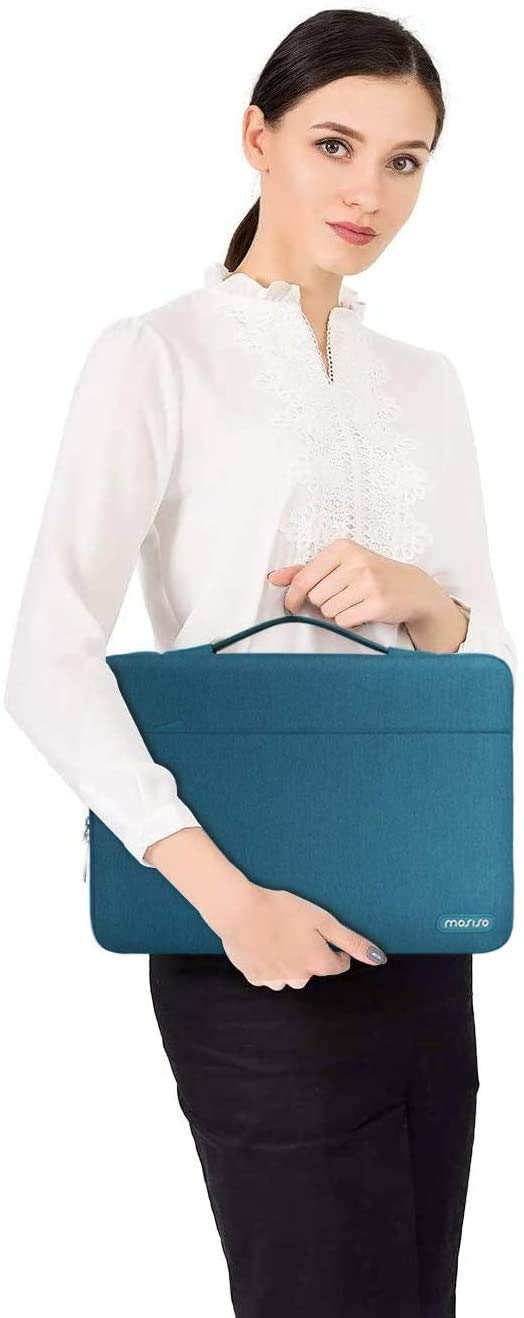 MOSISO 360 Protective Laptop Sleeve Compatible with MacBook Air 15 inch M2 A2941 2023/Pro 16 2023-2019 M3 A2991 M2 A2780 M1 A2485 A2141, 15-15.6 inch Notebook, Polyester Bag with Belt, Deep Teal