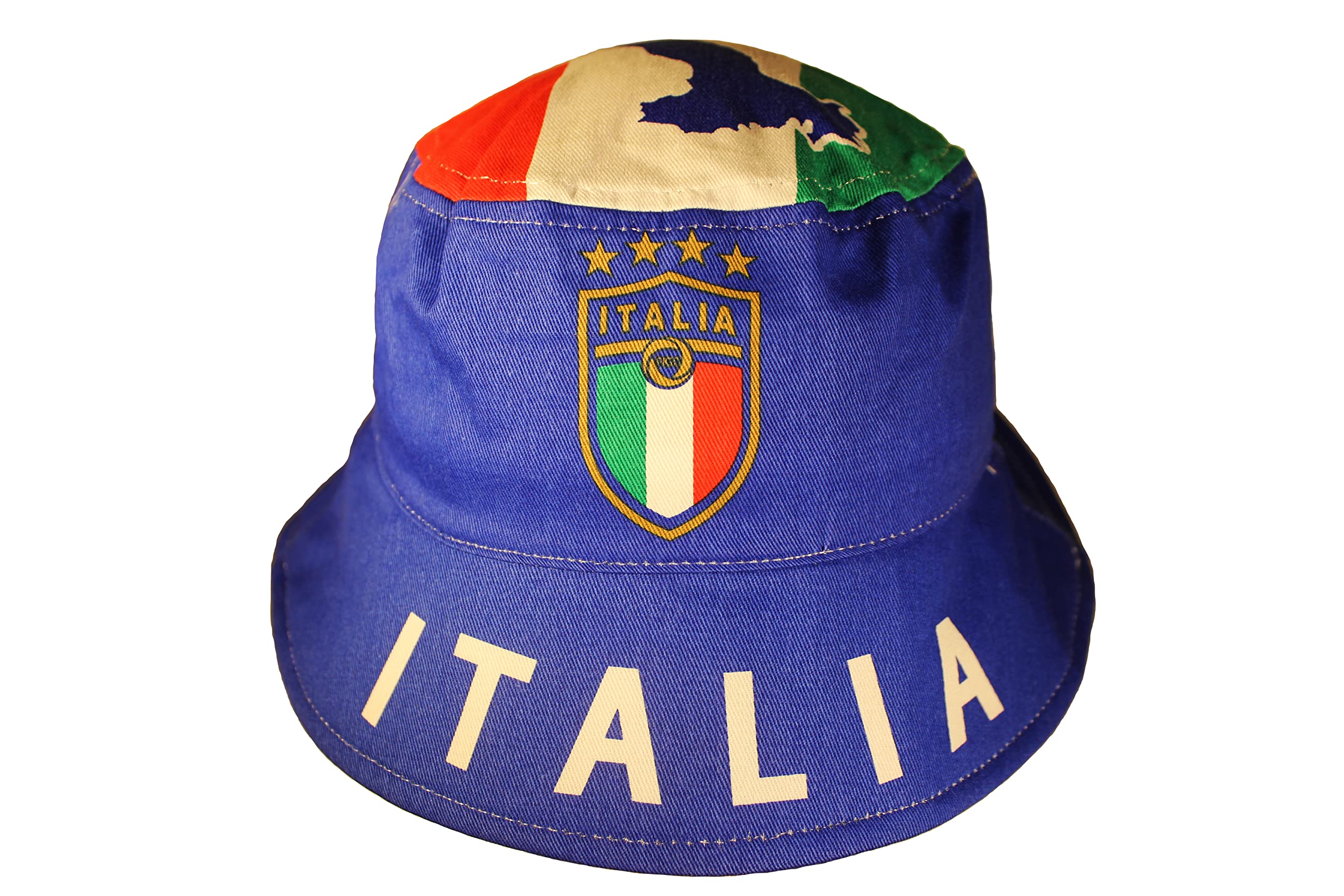 SUPERDAVES SUPERSTORE Italia Italy FIGC Logo 4 Stars Adults Bucket HAT Cap .. Size : 59 Cm Or 7 3/8 New Multi
