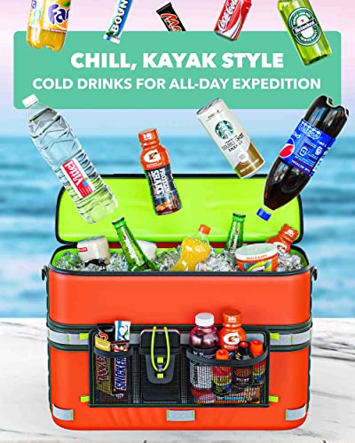 Skywin Kayak Cooler Behind Seat - Waterproof Kayak Seat Back Cooler- Compatible with Lawn-Chair Style Seats, Kayak Accessories Stores Drinks and Keeps Them Cool All Day Kayaking (Orange)