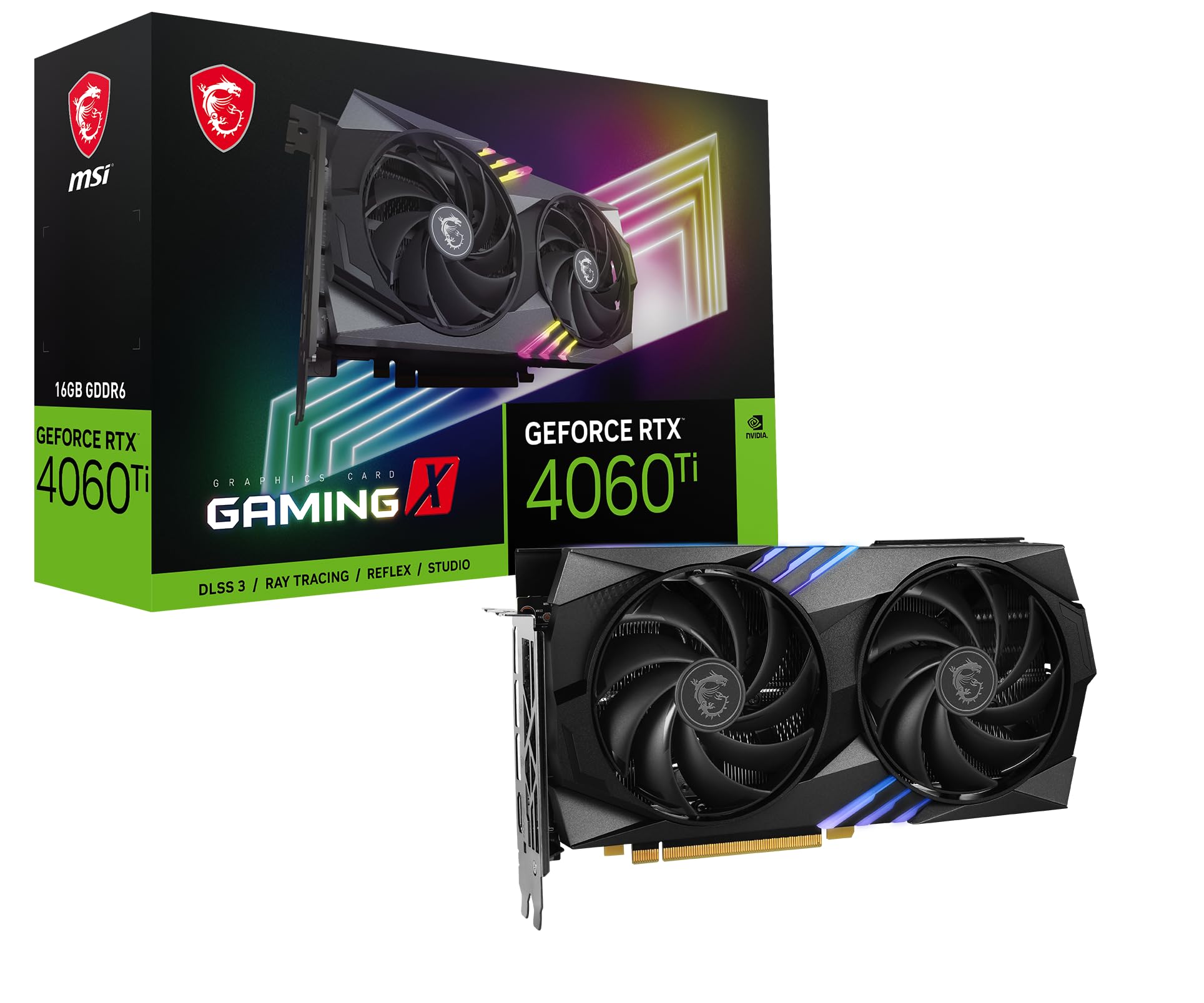 MSI Gaming GeForce RTX 4060 Ti 16GB GDRR6 Extreme Clock: 2655 MHz 128-Bit HDMI/DP Nvlink TORX Fan 4.0 Ada Lovelace Architecture Graphics Card (RTX 4060 Ti Gaming X 16G)