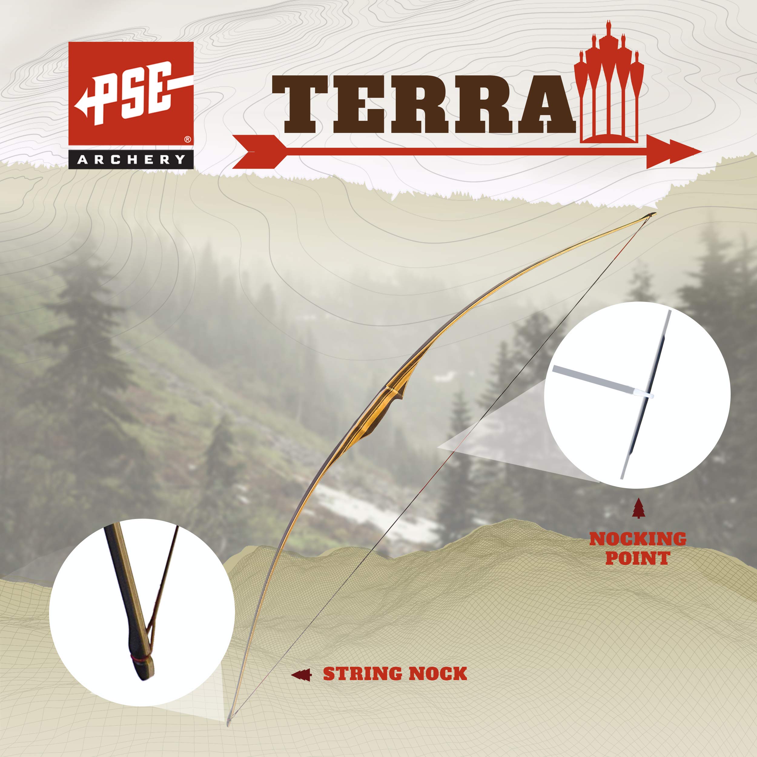 PSE ARCHERY Terra Longbow-Wood-Arrow-Set - Right Hand - 64-45