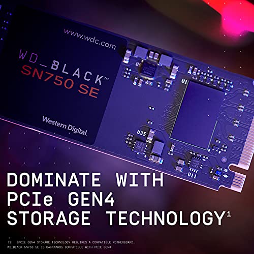 WD_BLACK 1TB SN750 SE NVMe Internal Gaming SSD Solid State Drive - Gen4 PCIe, M.2 2280, Up to 3,600 MB/s - WDS100T1B0E