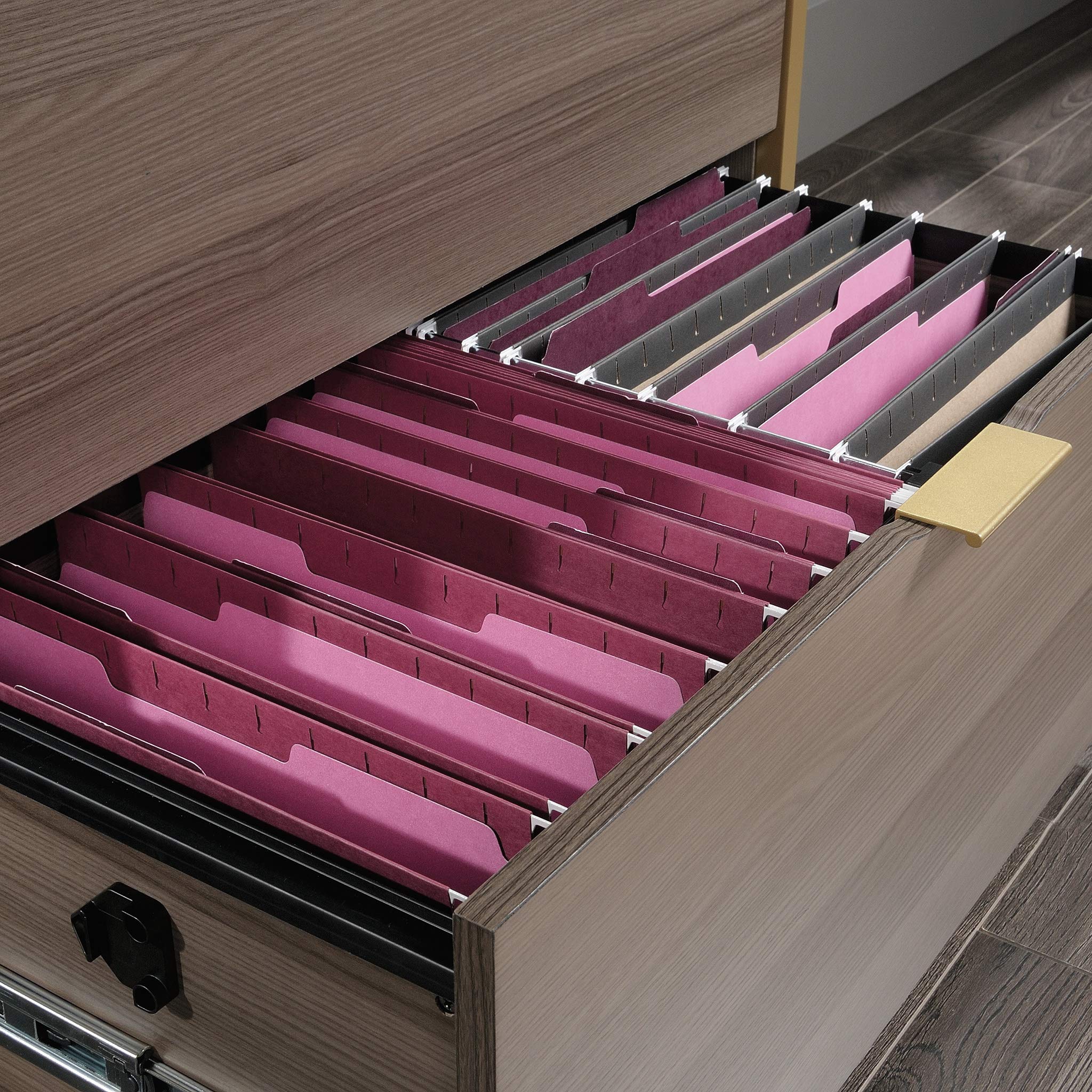 Sauder International Lux Lateral File, L: 30.32" x W: 16.54" x H: 29.72", Diamond Ash
