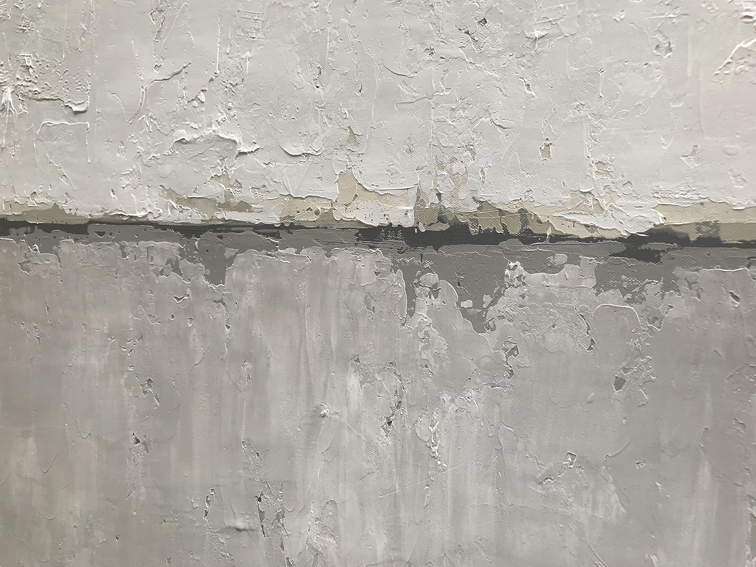 NANKAI Large Abstract Painting Hand Painted Grey White Minimalist Painting on Canvas Modern Abstract Canvas Wall Art Large White Acrylic Abstract Painting Wall Art 30x45 inch