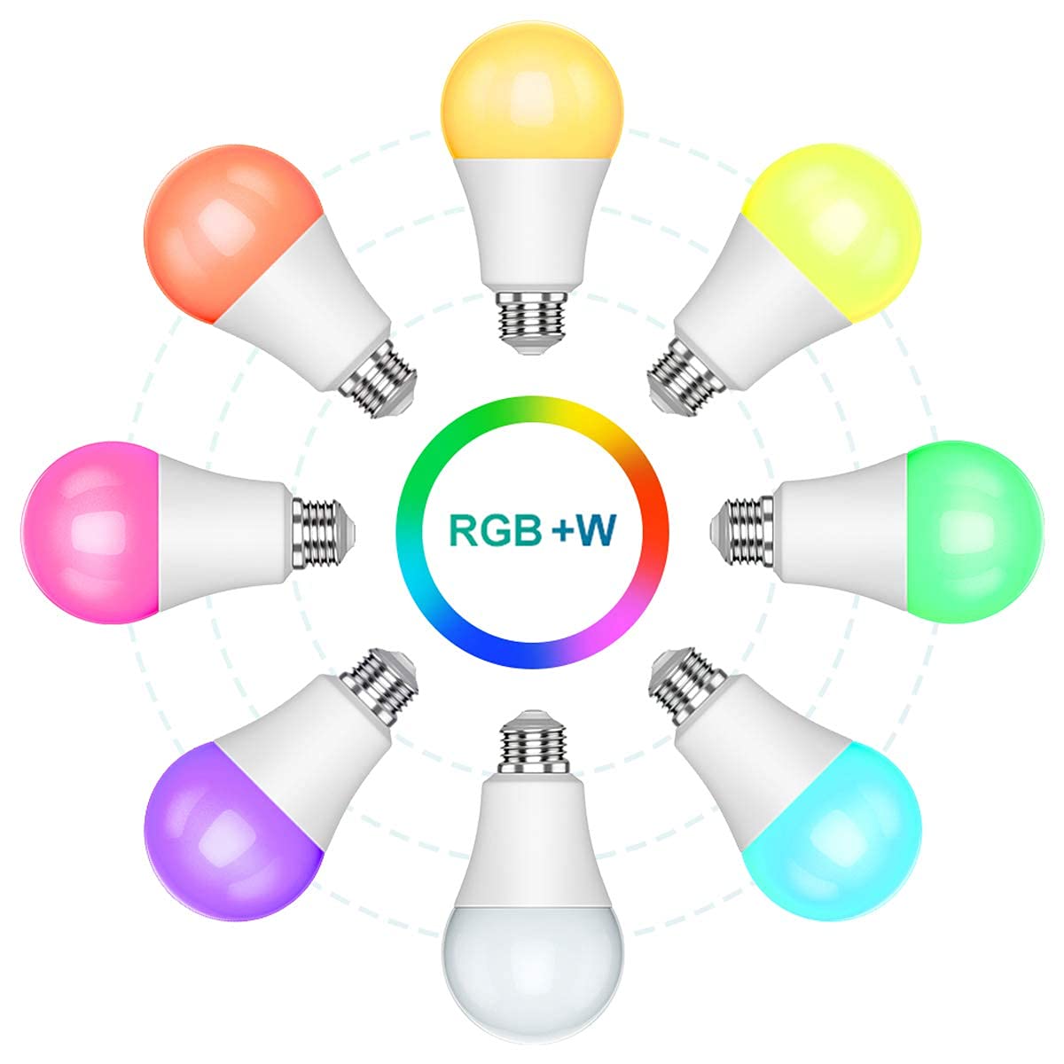 RGB LED Light Bulb with Remote, Color Changing Light Bulb, 900LM Dimmable 9W E26 Screw Base RGBW, Mood Light Flood Light Bulb - 20 Color 6 Modes - Remote Control Included (6 Pack)