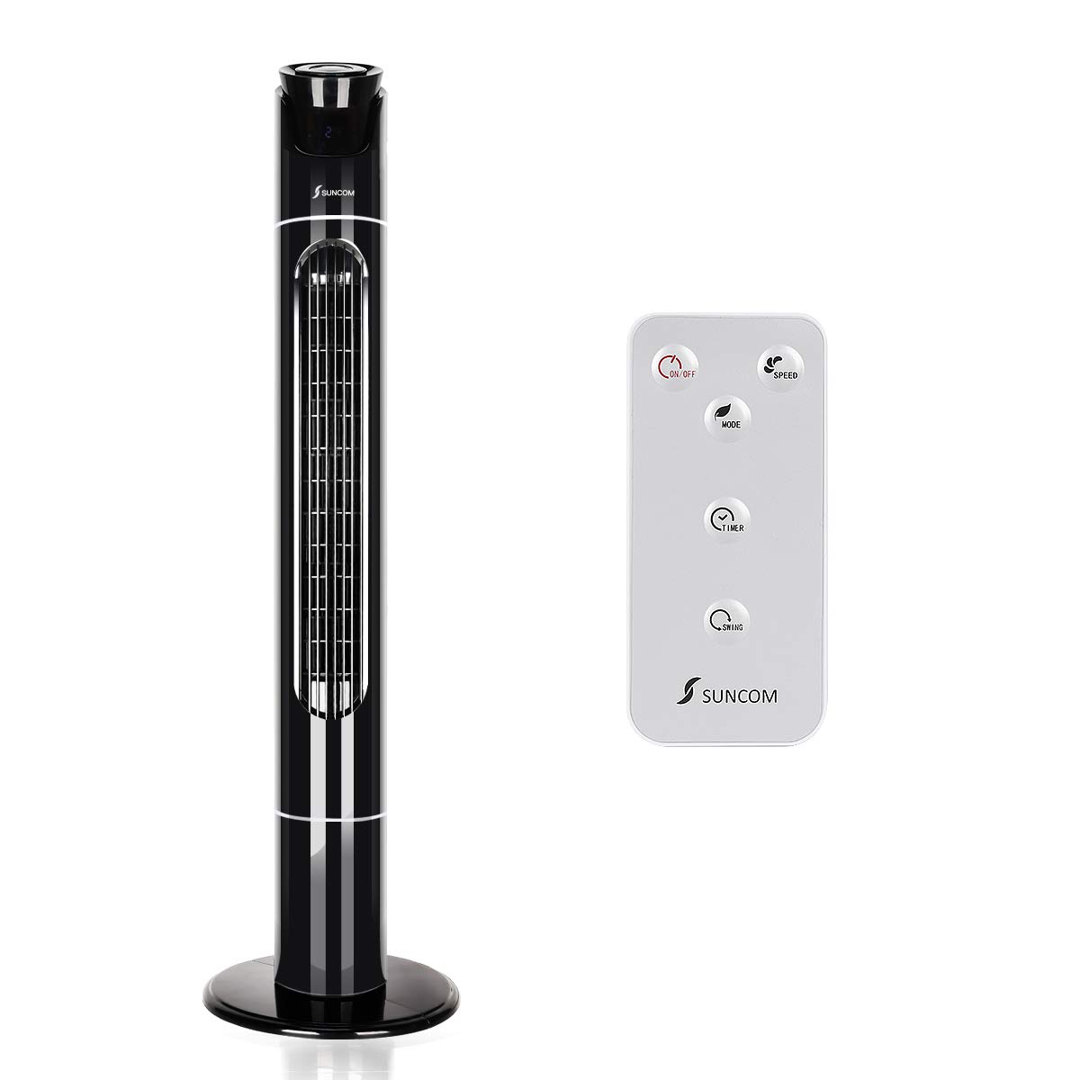 Oscillating Tower Fan with Remote, 43 Inch 3 Speeds Quiet Wind Fan with LED Digital Screen, 12h Timer, Memory Function