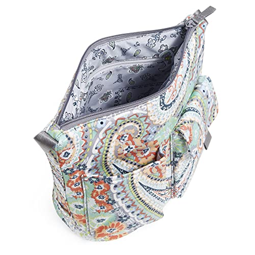 Vera Bradley Women's Cotton Utility Bucket Crossbody Purse, Citrus Paisley - Recycled Cotton, One Size