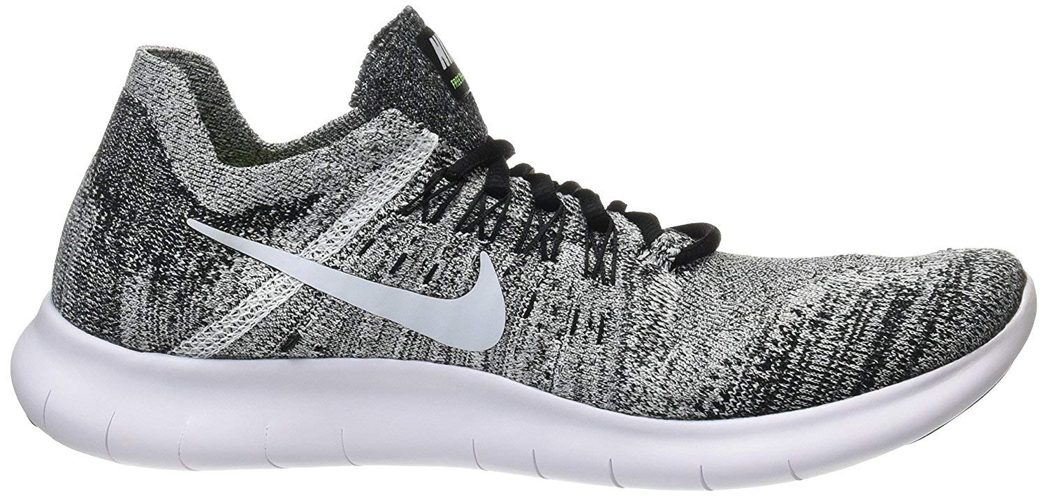 Nike Men's Free RN Flyknit 2017 Running Shoes-Black/White-8.5