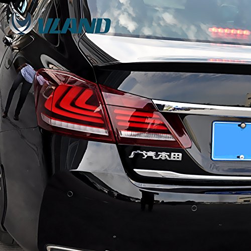 MOSTPLUS RED CLEAR LED Brake Tail Lights Compatible for 2013-2015 Honda Accord 4 Door Sedan Set of 2