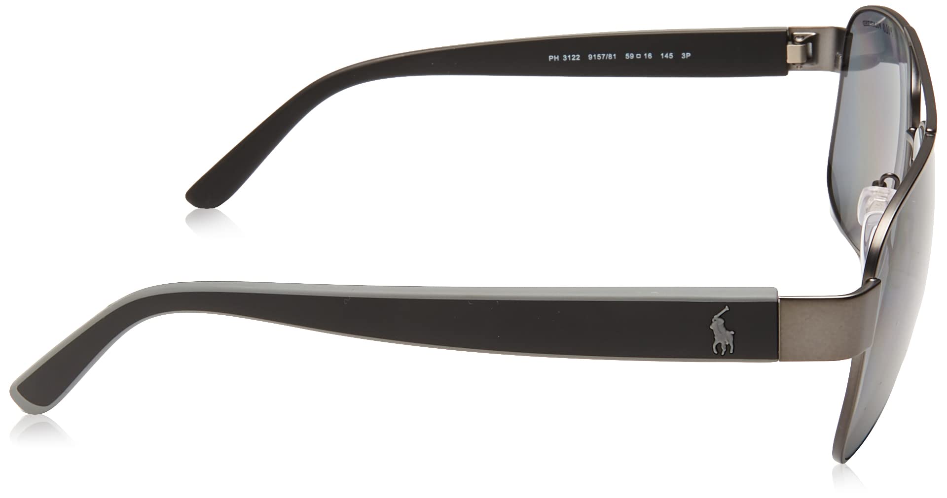 Polo Ralph Lauren Men's PH3122 Aviator Sunglasses, Matte Dark Gunmetal/Grey Polarized, 59 mm