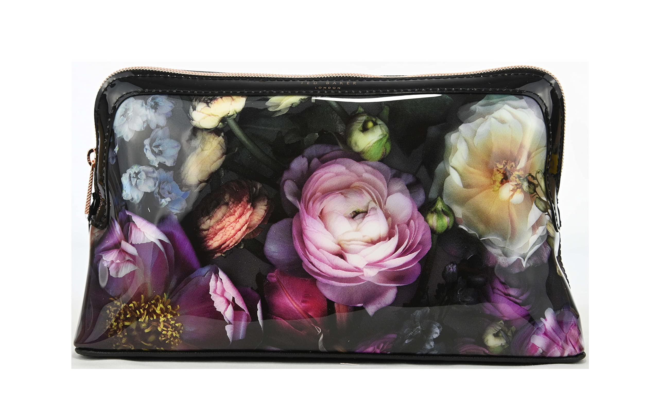 Ted Baker Large Hudson Flora Wash Toiletry Cosmetic Make Up Bag in Mid Grey Black