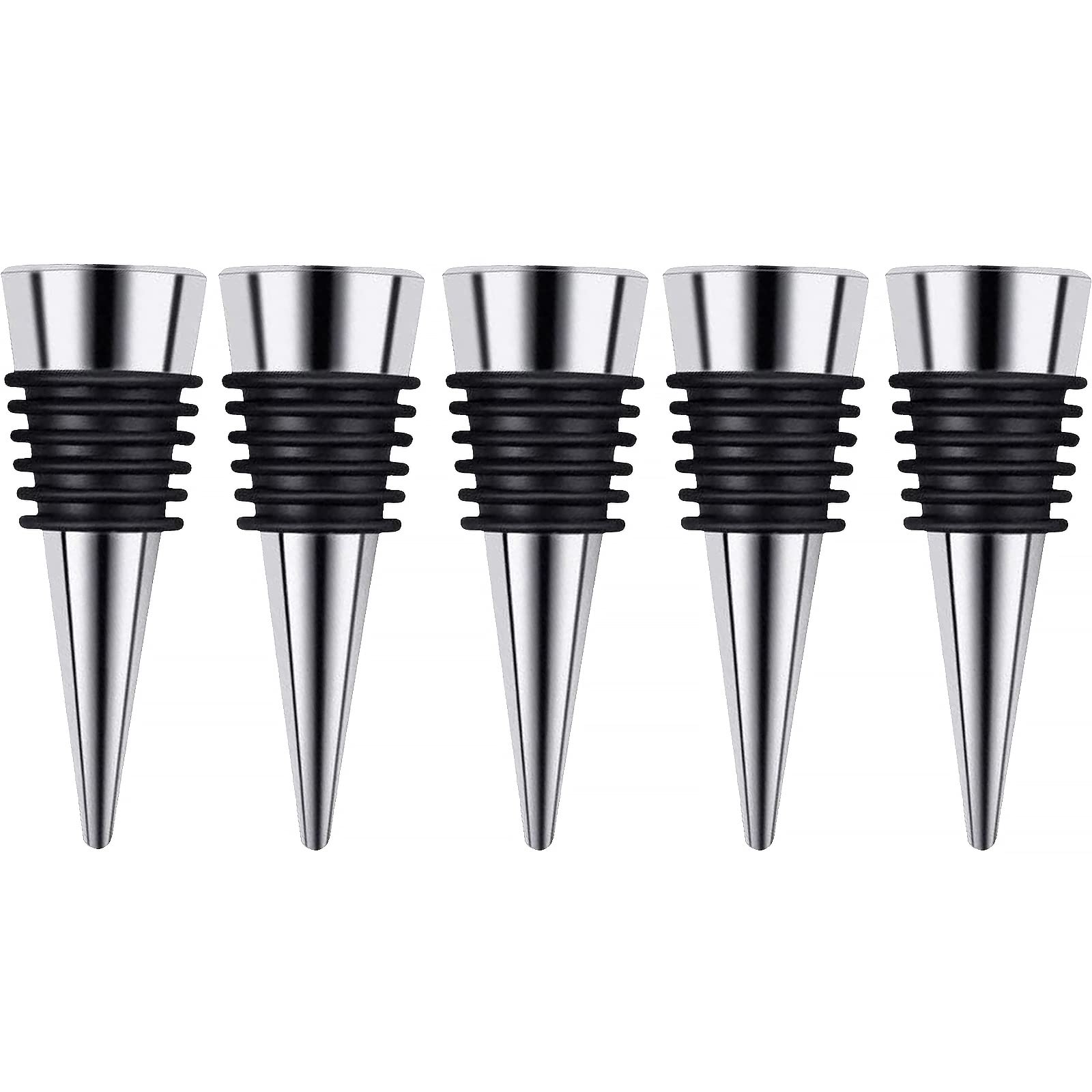 Wine Stopper, Reusable Decorative Bottle Stoppers for Kitchen, Bar, Gifts, Holiday Party, Wedding (5 Pack, Simple Style)