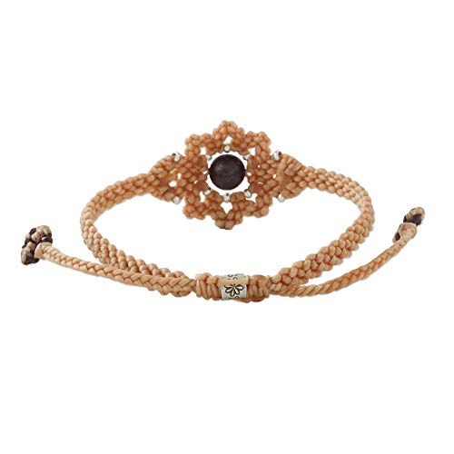 NOVICA Garnet .925 Sterling Silver Bracelet, 7.5" 'Floral Essence'