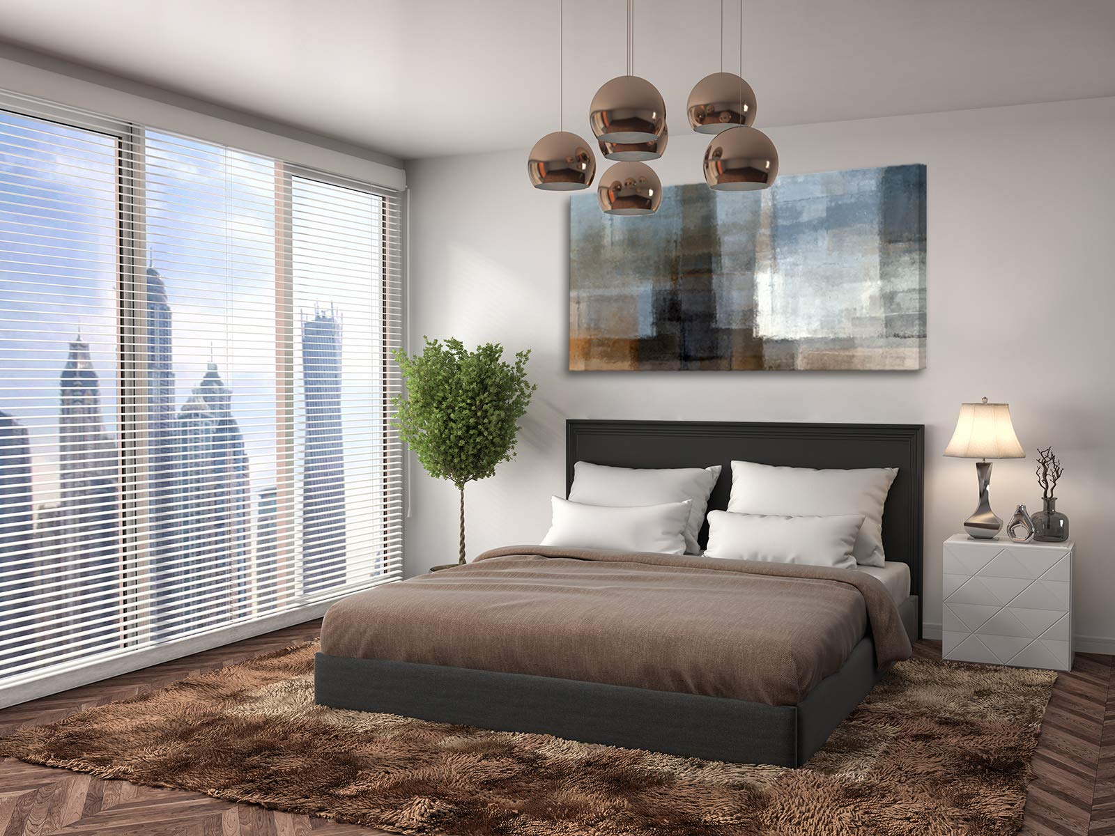 Muolunna A62275 Canvas Prints Abstract Wall Art Print Paintings Grey and Brown Home Decor Stretched and Framed Ready to hang for Living Room Bedroom and Office Home Kitchen Artwork 30x60inch