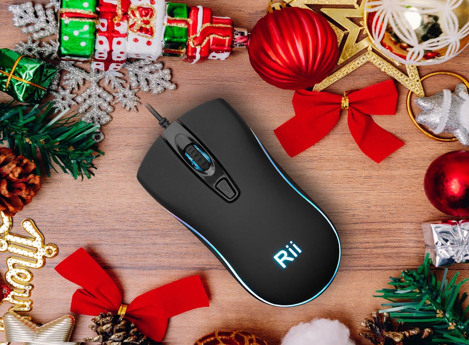 Rii RM105 Wired Mouse,Computer Mouse with Colorful RGB Backlight,Comfortable Grip Ergonomic Optical,USB Wired Mice Support Windows PC, Laptop,Desktop,Notebook,Chromebook