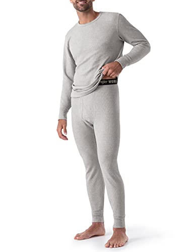 Wrangler Men's Waffle Thermal 2-Pack Pants, Light Grey Heather, Large