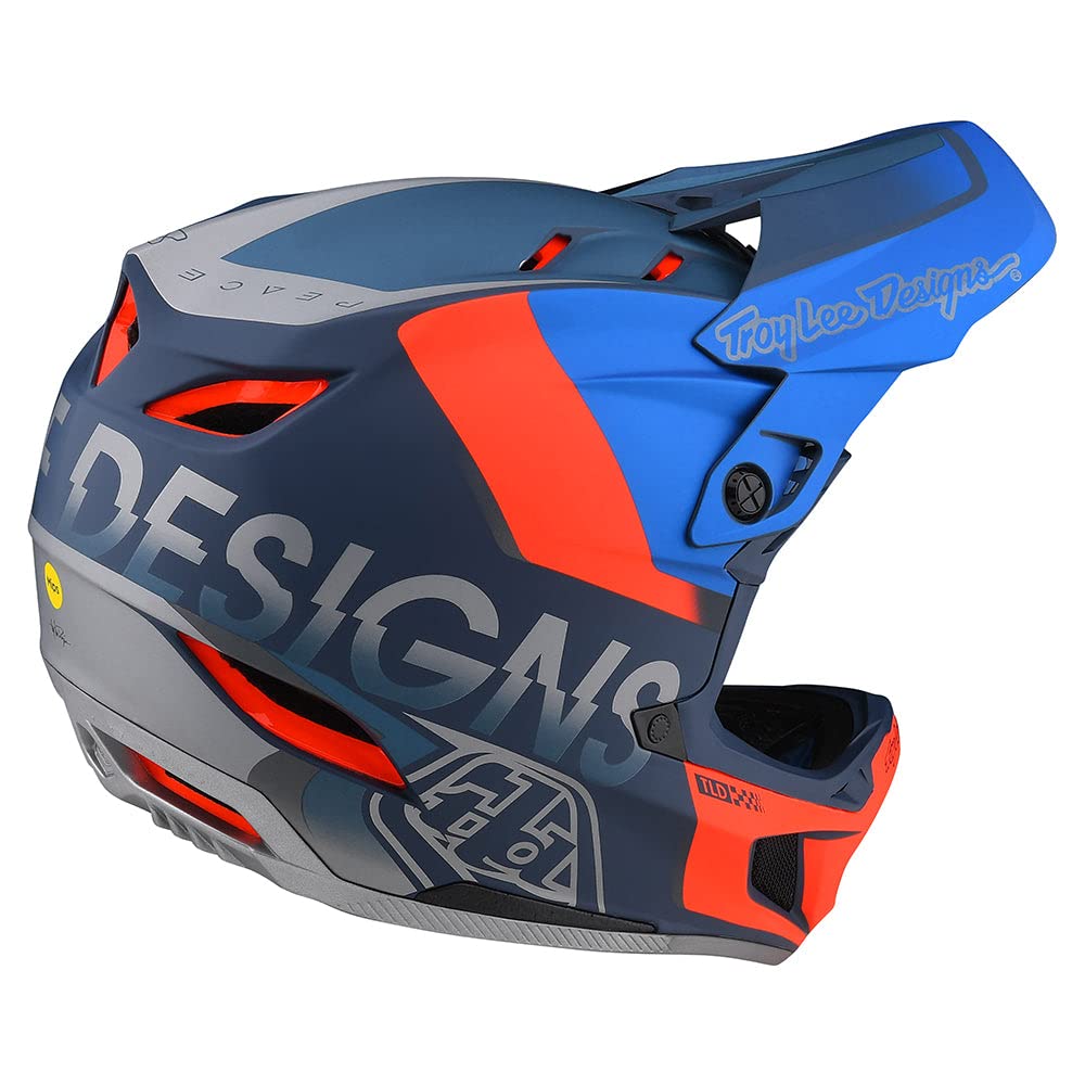 Troy Lee Designs D4 Composite Full-Face Bicycle Helmet. Max Ventilation Lightweight MIPS EPP EPS Racing Downhill DH BMX MTB Bicycling Cycling - Adult Men Women - Qualifier Slate/Red, Medium