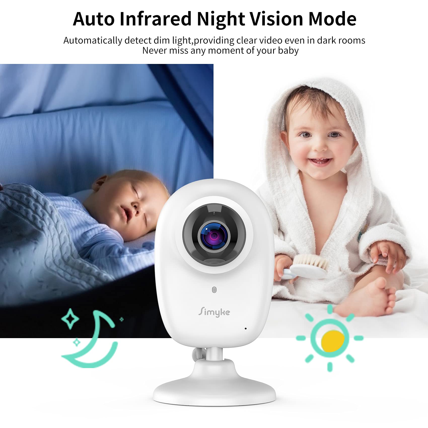 Simyke Additional Camera Add-on Baby Monitor Camera Unit for U0s Video Baby Monitor System