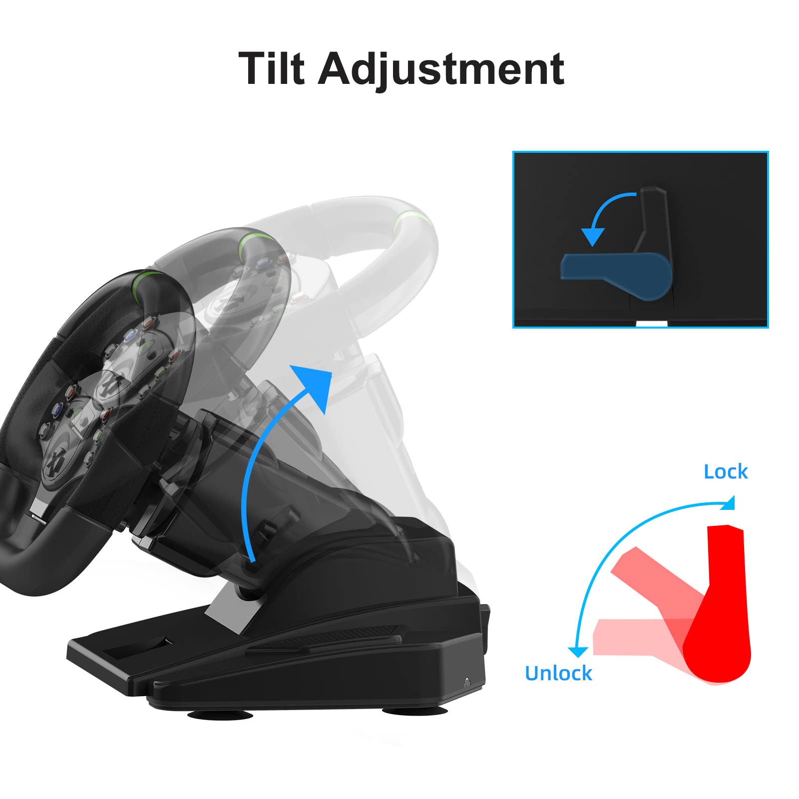 Steering Wheel for Xbox 360,PC Gaming Racing Wheel,volante para PC, 180 Degree Driving Wheel with pedals and shifter for XBOX 360 / PS3 / PC/Switch/Android