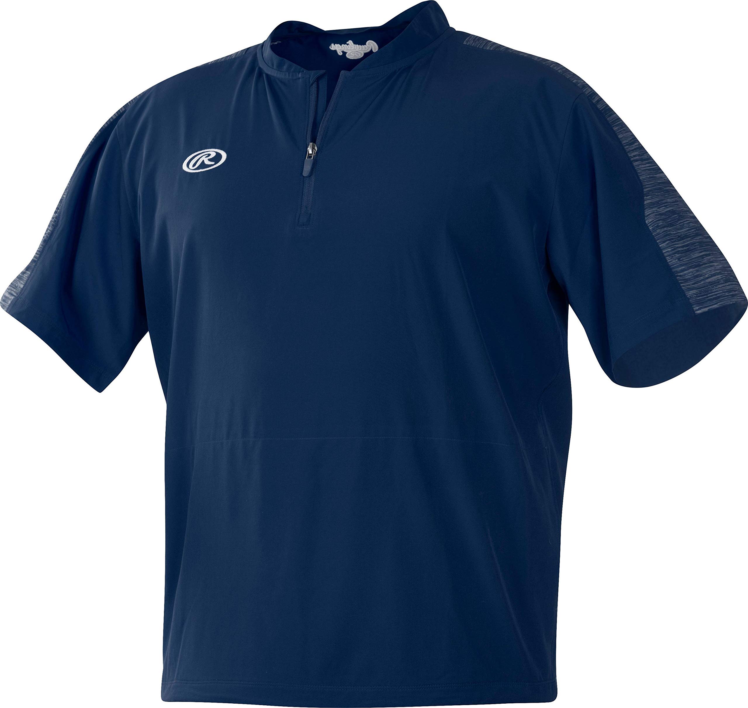 Rawlings Launch Short Sleeve Youth Boy's Cage Batting Practice Jacket, Navy, Large
