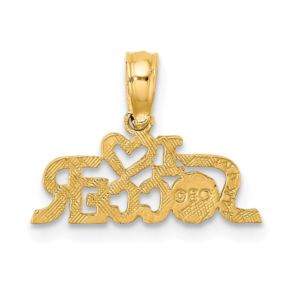 Solid 14k Yellow Gold I Heart Soccer Charm Pendant - 6mm x 16mm