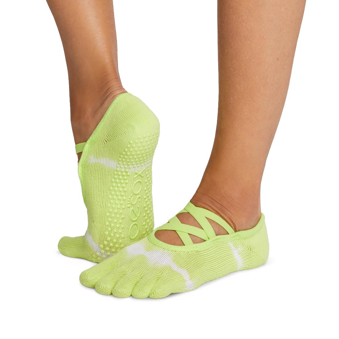 toesox Women’s Elle Full Toe Grip Socks – Non-Slip Pilates Socks, Barre & Yoga Socks with Grips, Ballet Toe Socks