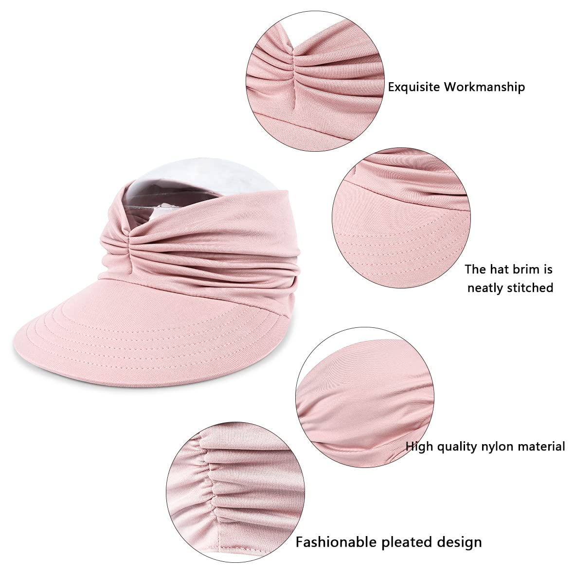 Womens Sun Visor Hat Wide Brim UPF 50+ UV Protection hat,Summer Beach Sports Hats for Women (one Size, 2pcs- Navy & Black)