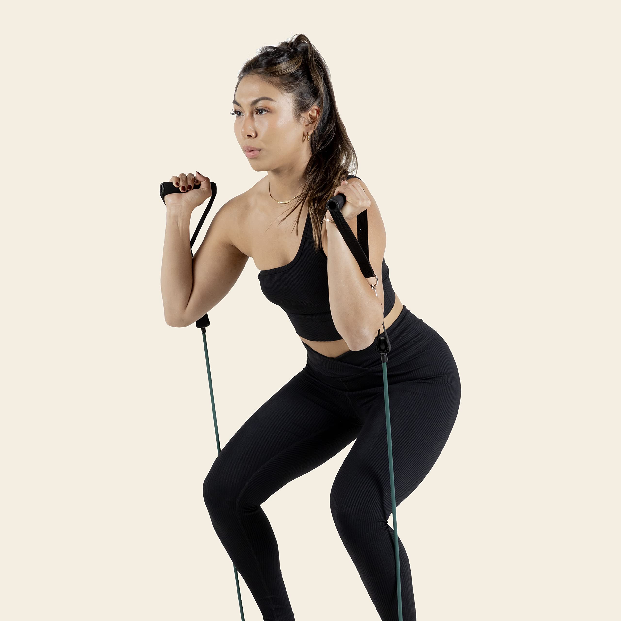 Retrospec Train Resistance Bands Workout Bands w/Handles, Door Anchor, Carry Bag for Women & Men, Undertow, Set (5pc)