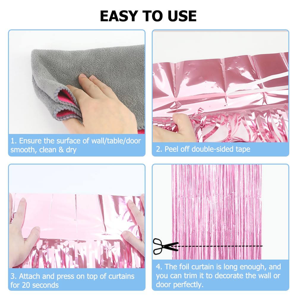 Pink Backdrop Fringe Backdrop Tinsel Backdrop Pink Party Backdrop 2 Pcs 3.3x9.9ft Metallic Foil Fringe Curtains Pink Streamers Pink Photo Backdrop for Birthday Bachelorette Graduation Party Decoration